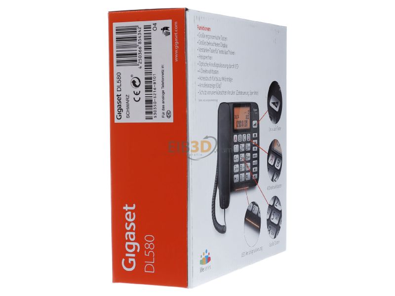 eibmarkt.com - Analogue telephone with cord black DL580