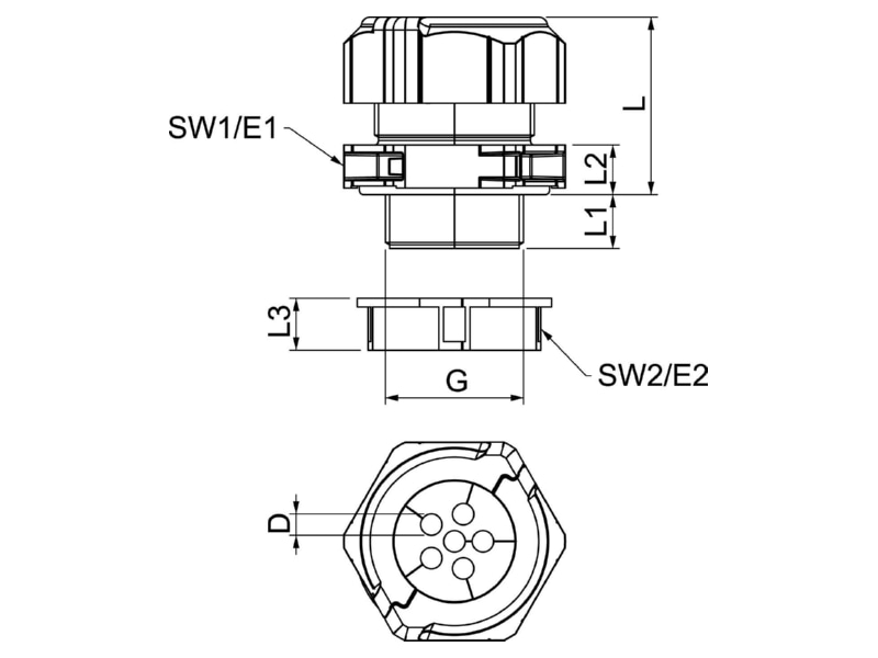 eibmarkt.com - Cable gland / core connector M32 V-TEC TB32 6x6