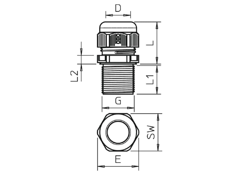 eibmarkt.com - Cable gland / core connector M63 V-TEC VM LL63 SW